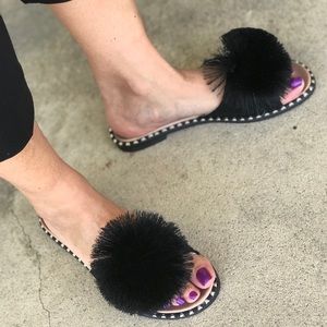 Verano Rio | Shoes | New Verano Rio Black Pom Pom Mule Slide Sandals ...